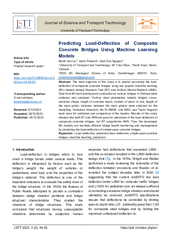 (PDF) Predicting Load-Deflection of Composite Concrete Bridges Using Machine Learning Models