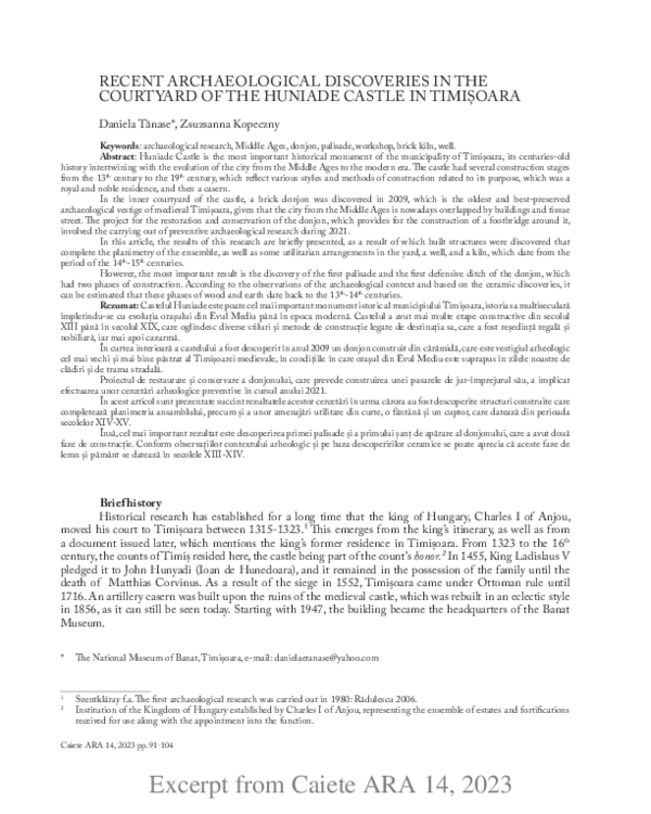 (PDF) Recent Archaeological Discoveries in the Courtyard of the Huniade ...