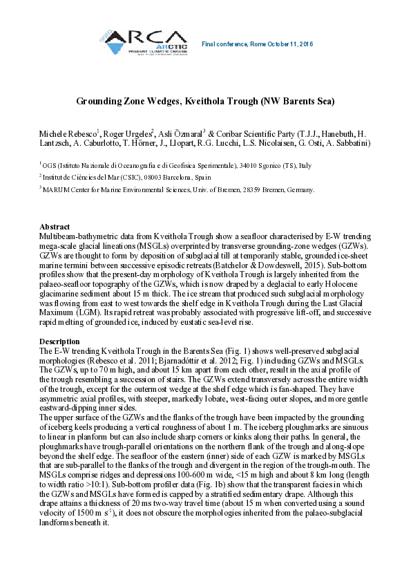 (PDF) Grounding zone wedges, Kveithola Trough (NW Barents Sea)