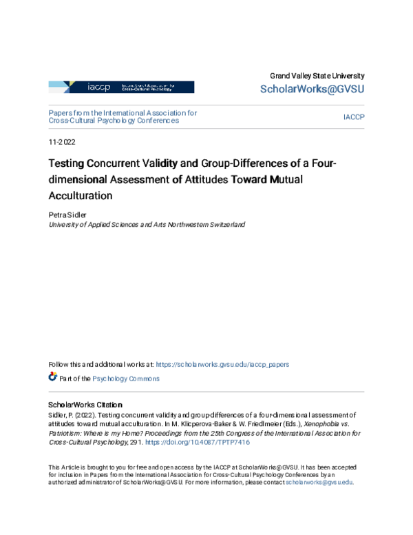 (PDF) Testing Concurrent Validity and Group-Differences of a Four ...