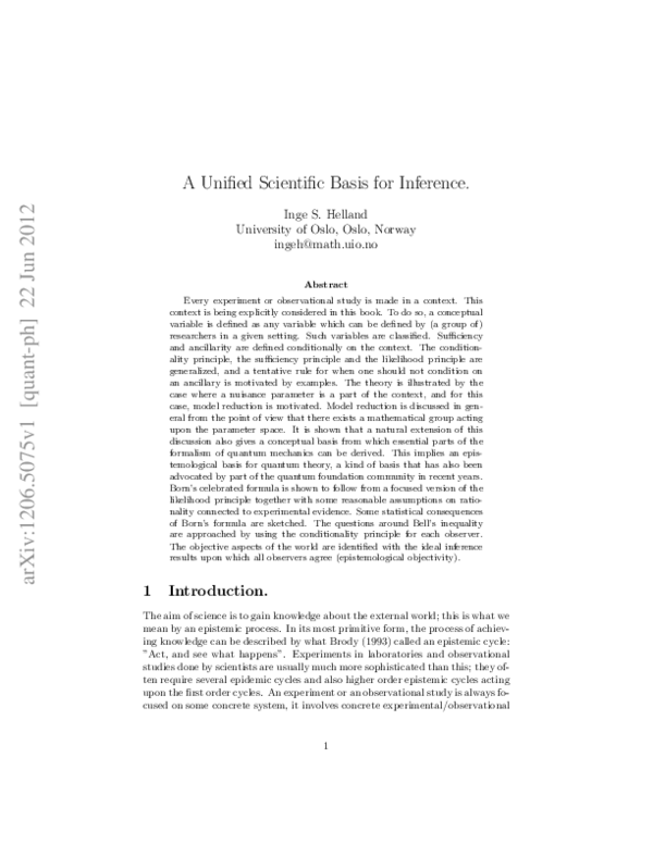 (PDF) A Unified Scientific Basis for Inference