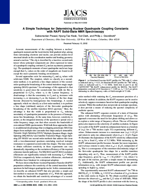 (PDF) A Simple Technique for Determining Nuclear Quadrupole Coupling ...