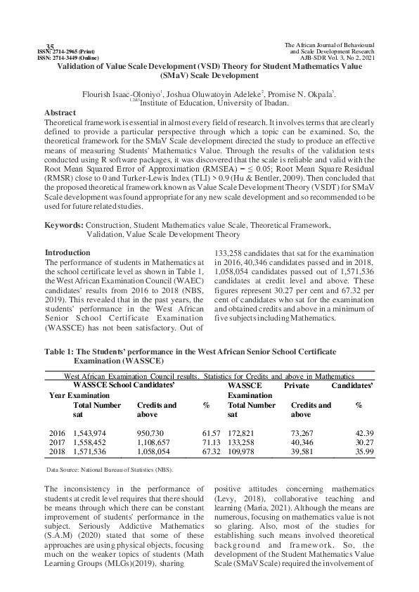 (PDF) Validation of Value Scale Development (VSD) Theory for Student ...
