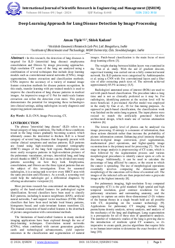 (PDF) Deep Learning Approach for Lung Disease Detection by Image Processing | Aman Tiple ...
