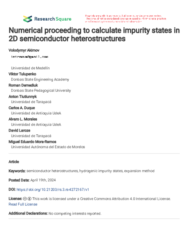 (PDF) Numerical proceeding to calculate impurity states in 2D ...