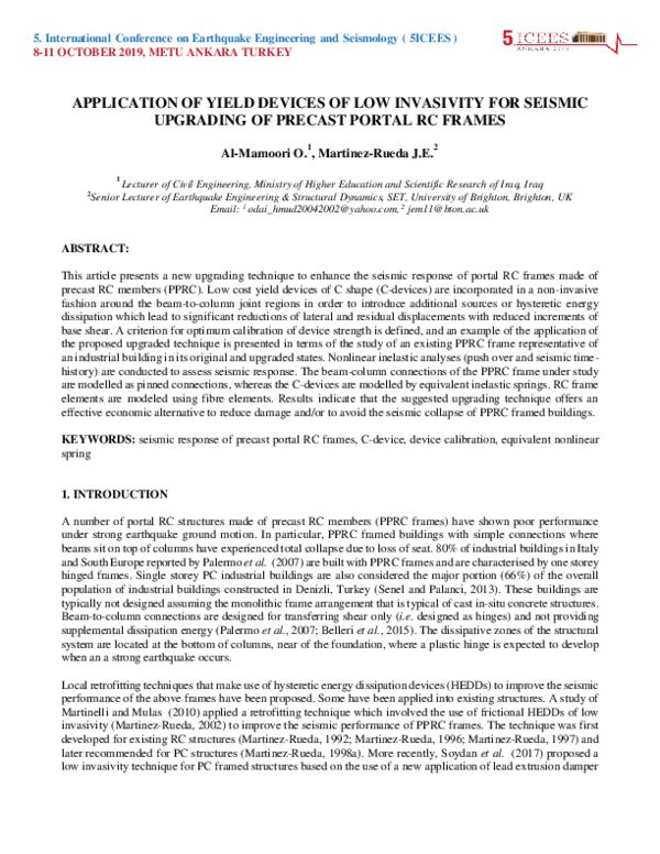 (PDF) Application of yield devices of low invasivity for seismic ...