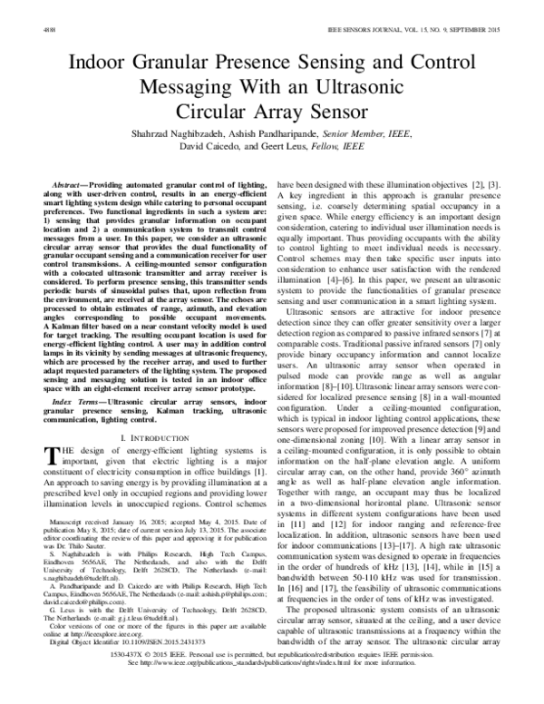 (PDF) Indoor Granular Presence Sensing and Control Messaging with an ...