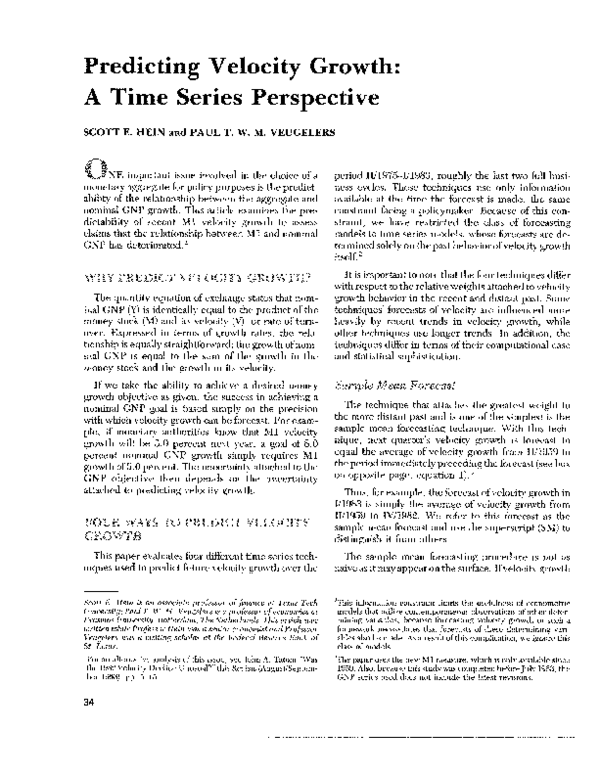 (PDF) Predicting Velocity Growth: A Time Series Perspective