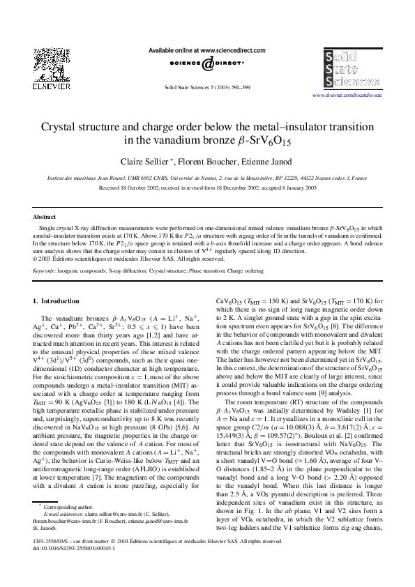 (PDF) Crystal Structure and Charge Order Below the Metal—Insulator ...