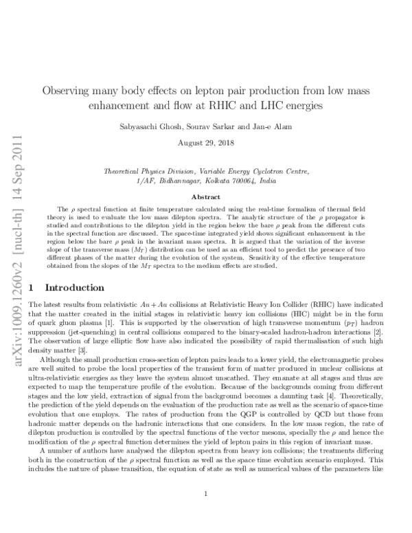 (PDF) Observing many-body effects on lepton pair production from low ...