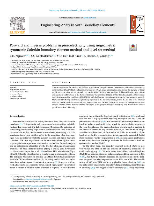 (PDF) Forward and inverse problems in piezoelectricity using isogeometric symmetric Galerkin ...