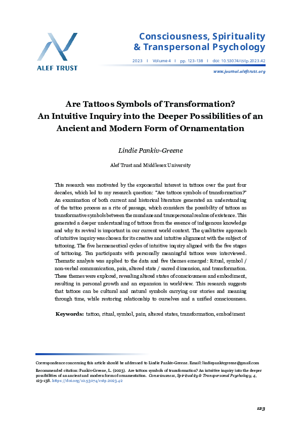 (PDF) Are tattoos symbols of transformation?