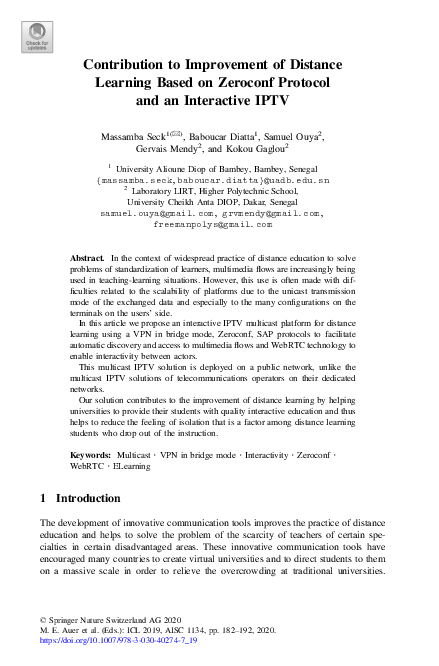 (PDF) Contribution to Improvement of Distance Learning Based on Zeroconf Protocol and an ...