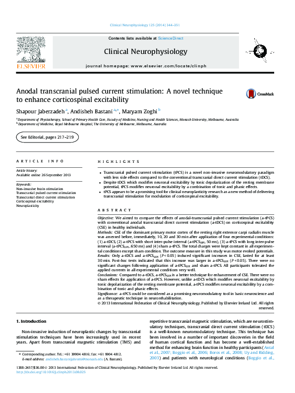 (PDF) Anodal transcranial pulsed current stimulation: A novel technique ...