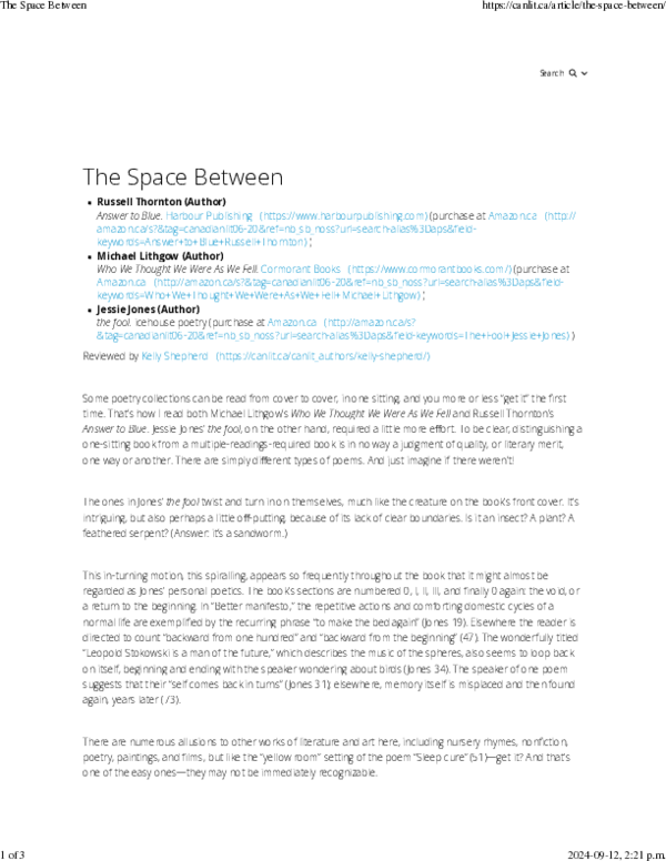 (PDF) The Space Between
