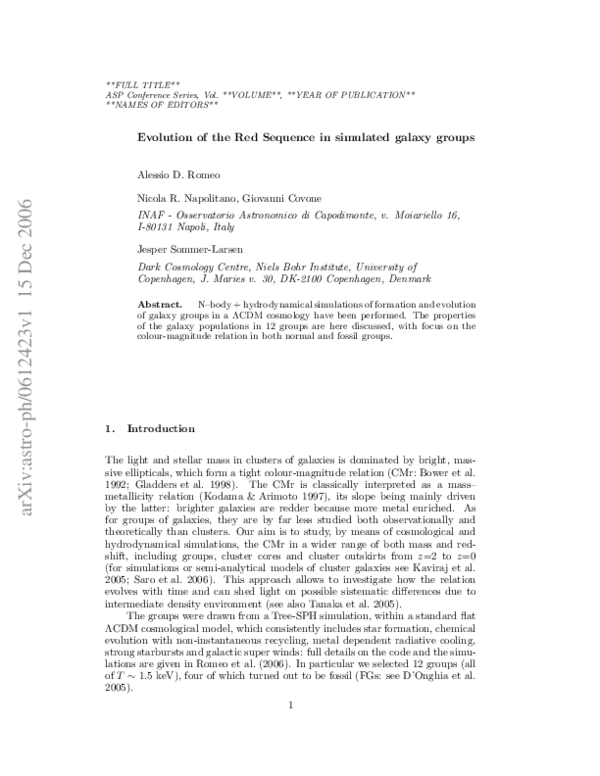 (PDF) Evolution of the Red Sequence in simulated galaxy groups