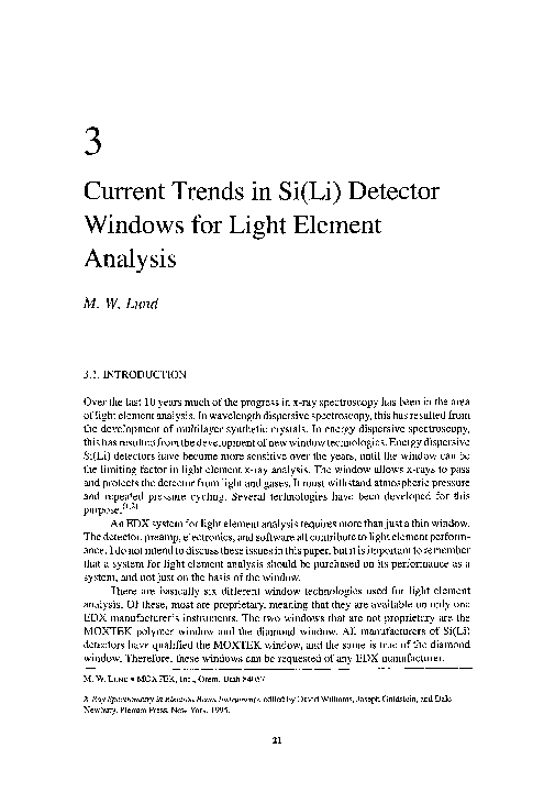 (PDF) Current Trends in Si(Li) Detector Windows for Light Element Analysis