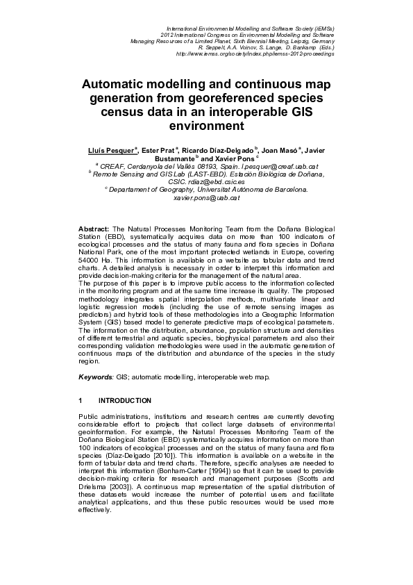 (PDF) Automatic modelling and continuous map generation from ...