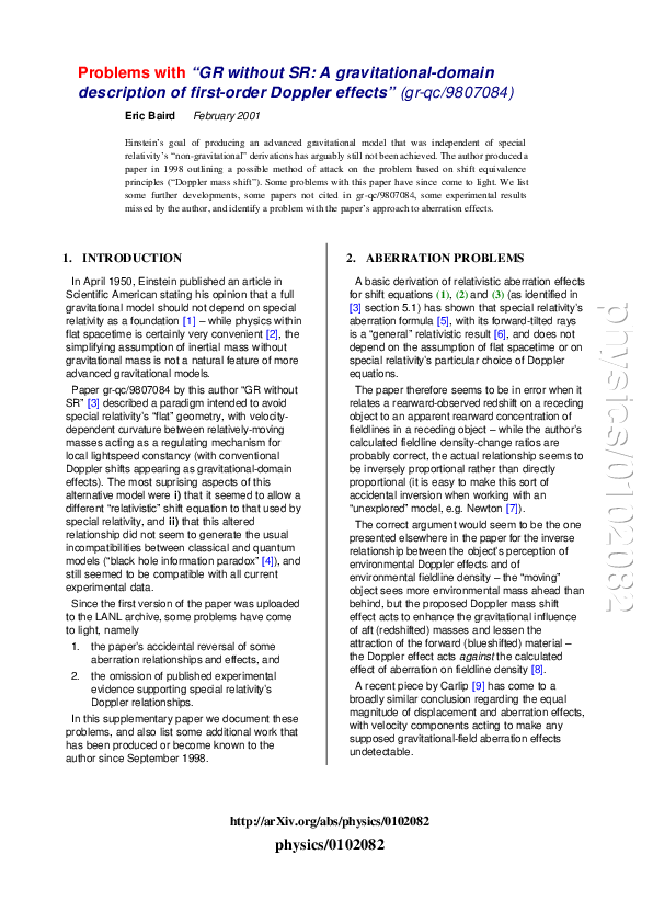 (PDF) Problems with "GR without SR: A gravitational-domain description ...
