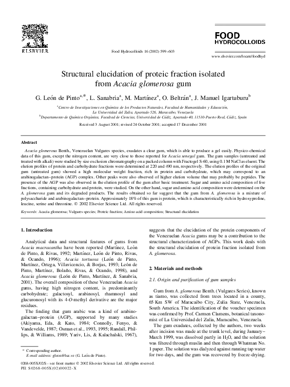 (PDF) Structural elucidation of proteic fraction isolated from Acacia ...