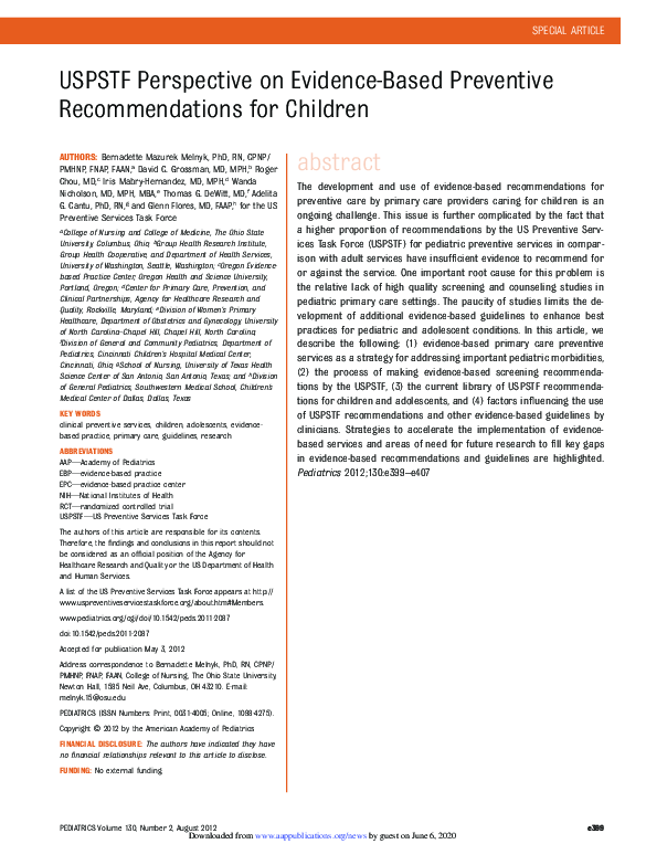 (PDF) USPSTF Perspective on Evidence-Based Preventive Recommendations ...