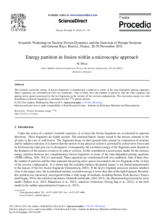 (PDF) Energy Partition in Fission within a Microscopic Approach