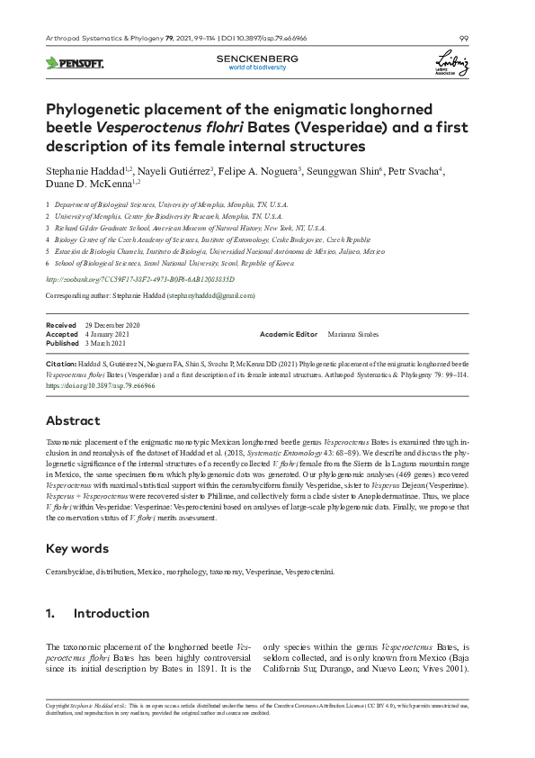 (PDF) Phylogenetic placement of the enigmatic longhorned beetle ...
