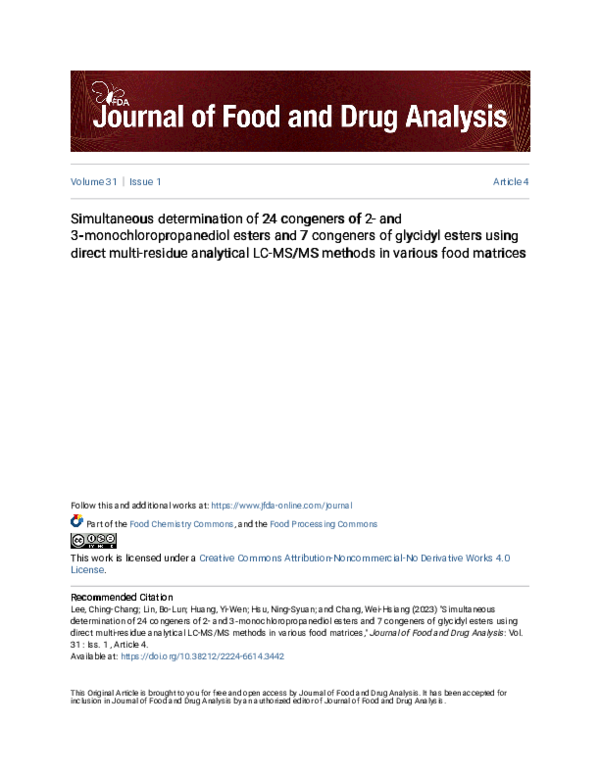 (PDF) Simultaneous determination of 24 congeners of 2- and 3 ...