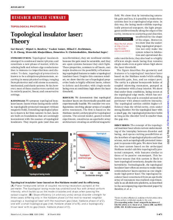 (PDF) Topological insulator laser: Theory