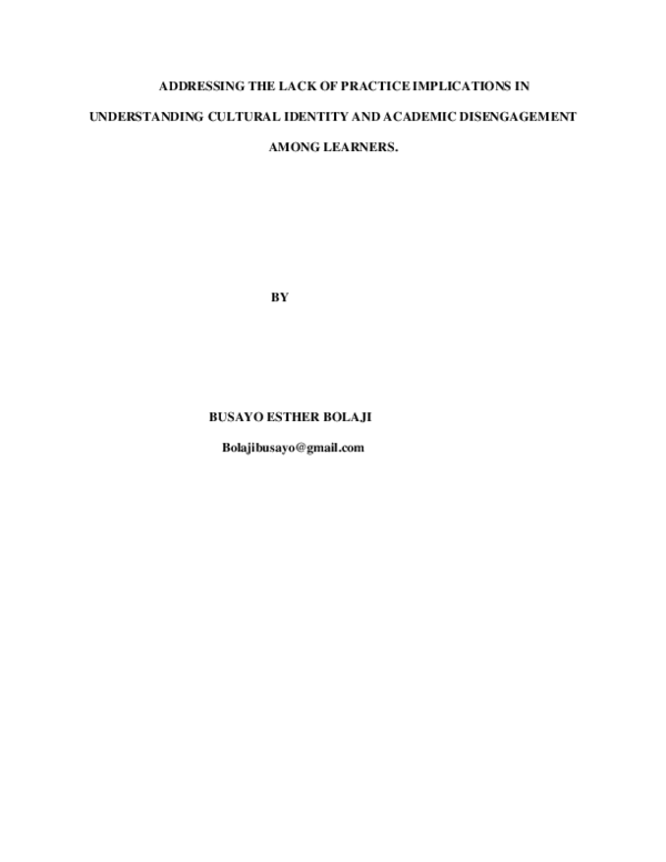 (PDF) ADDRESSING THE LACK OF PRACTICE IMPLICATIONS IN UNDERSTANDING ...