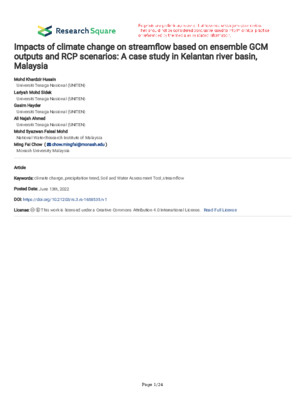(PDF) Impacts of climate change on streamflow based on ensemble GCM ...