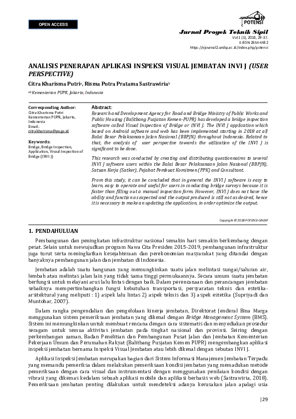 (PDF) Analisis Penerapan Aplikasi Inspeksi Visual Jembatan Invi J (User ...
