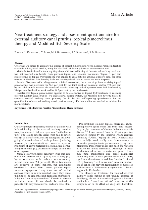 (PDF) New treatment strategy and assessment questionnaire for external ...