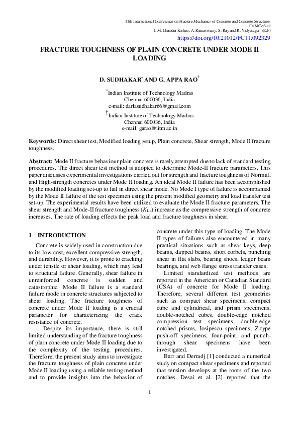 (PDF) Fracture Toughness Of Plain Concrete Under Mode II Loading