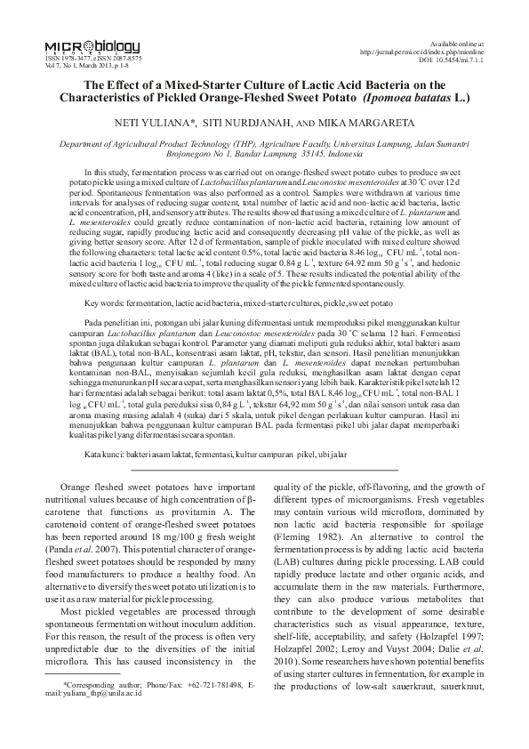 (PDF) The Effect of a Mixed-Starter Culture of Lactic Acid Bacteria on the Characteristics of ...
