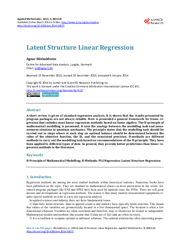 (PDF) Latent Structure Linear Regression
