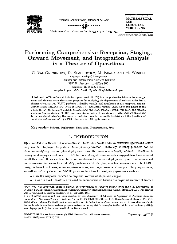 (PDF) Performing comprehensive reception, staging, onward movement, and ...