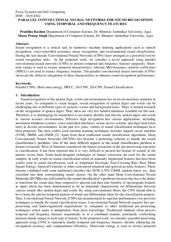 Parallel Convolutional Neural Networks For Sound Recognition Using