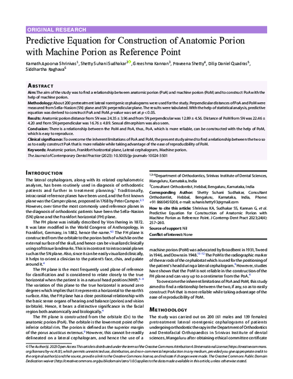 (PDF) Predictive Equation for Construction of Anatomic Porion with ...