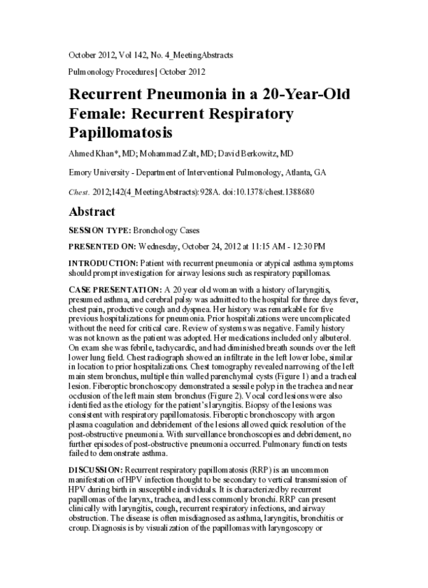 (PDF) Recurrent Pneumonia in a 20-Year-Old Female: Recurrent ...