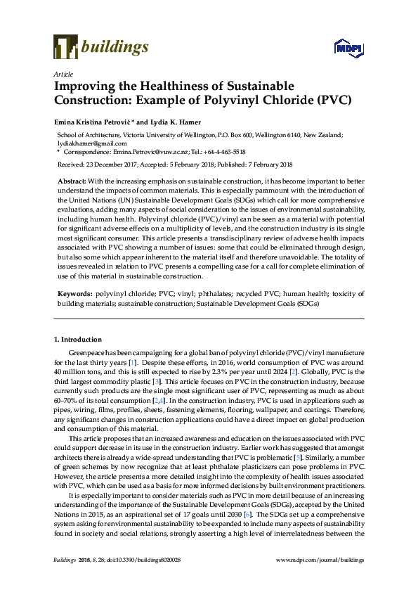 (PDF) Improving the Healthiness of Sustainable Construction: Example of ...