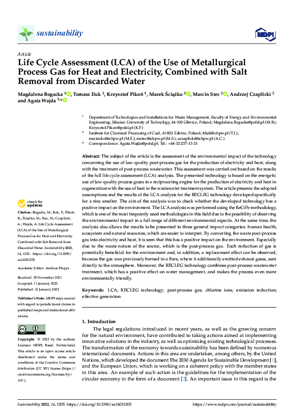 (PDF) Life Cycle Assessment (LCA) of the Use of Metallurgical Process ...