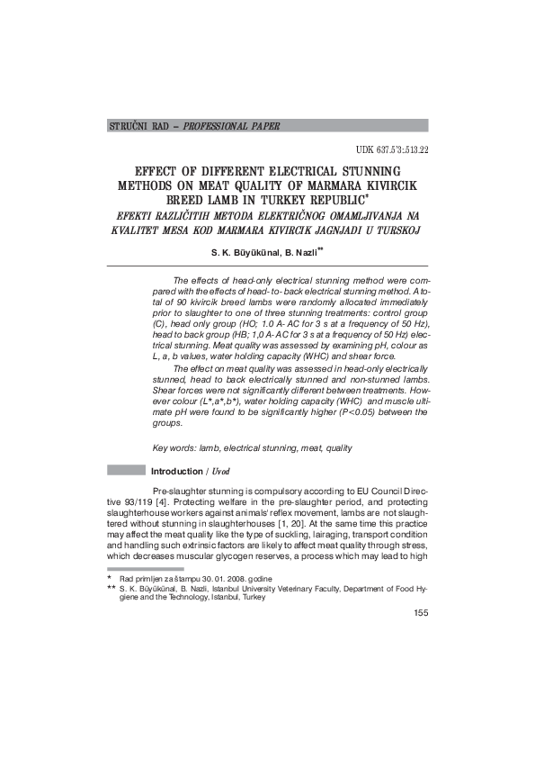 (PDF) Effect of different electrical stunning methods on meat quality ...