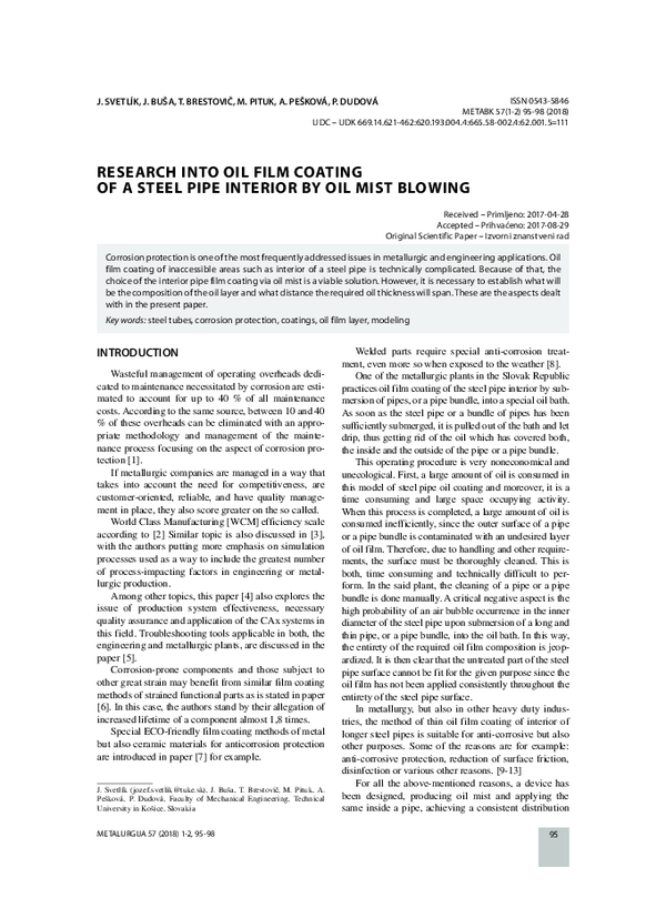 (PDF) Research into oil film coating of a steel pipe interior by oil ...