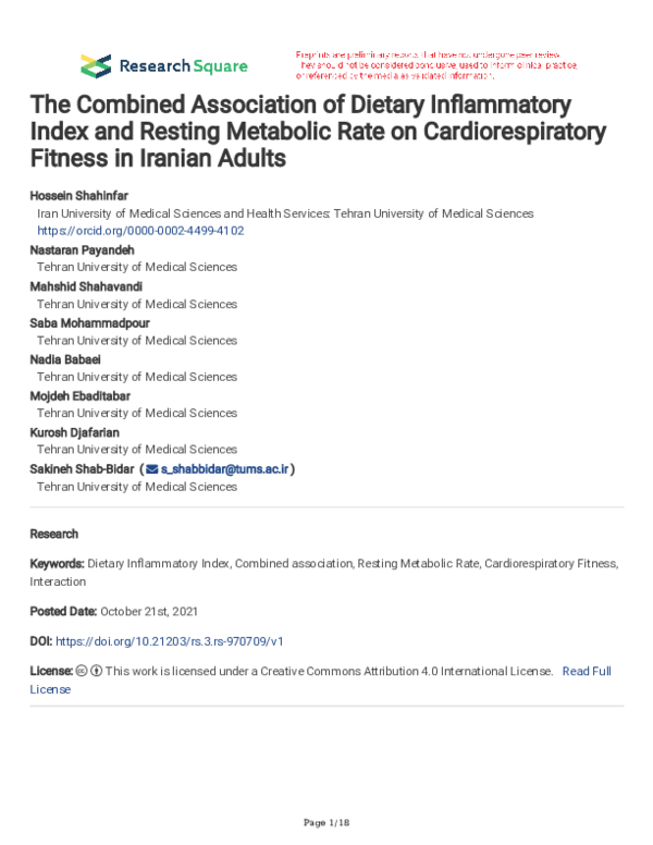 (PDF) The Combined Association of Dietary Inflammatory Index and ...