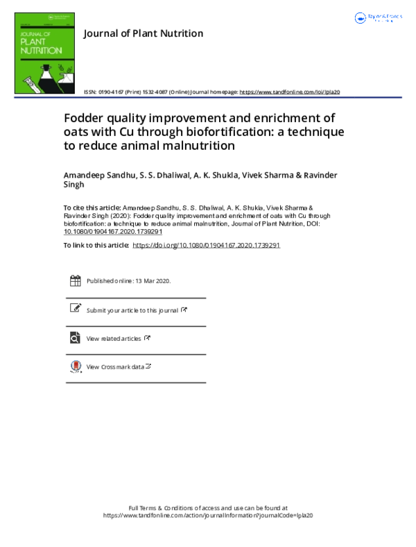 (PDF) Fodder quality improvement and enrichment of oats with Cu through ...