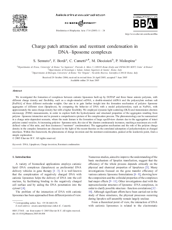 (PDF) Charge patch attraction and reentrant condensation in DNA ...