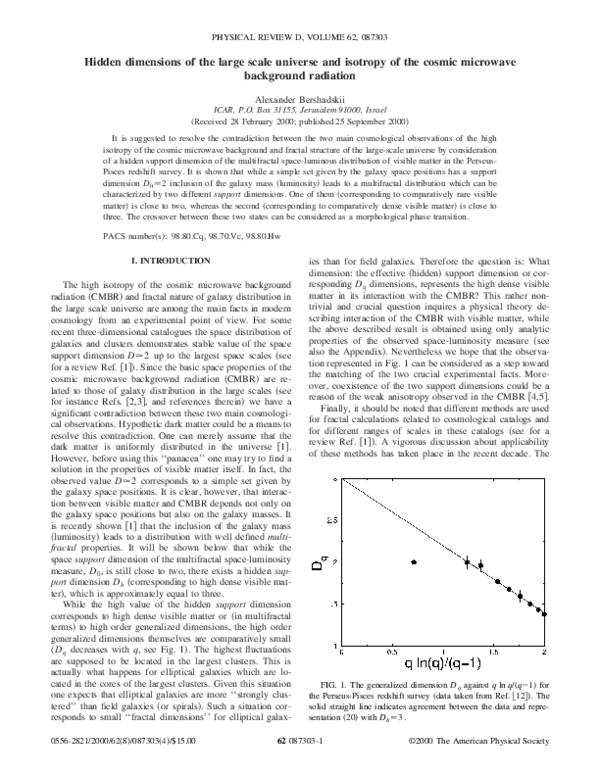 (PDF) Hidden dimensions of the large scale universe and isotropy of the ...