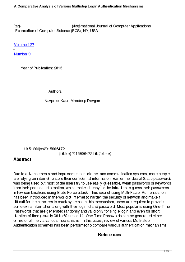 Pdf A Comparative Analysis Of Various Multistep Login Authentication