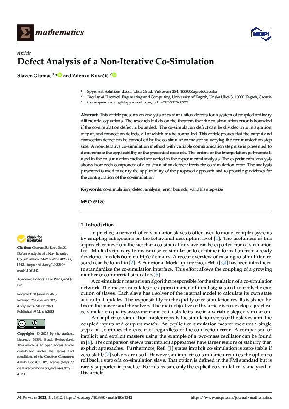 (PDF) Defect Analysis of a Non-Iterative Co-Simulation